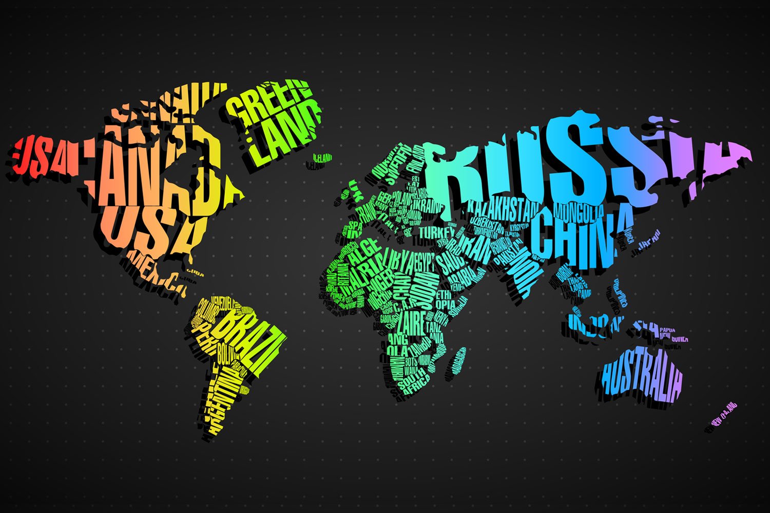 Coloured Text Map – Print A Wallpaper